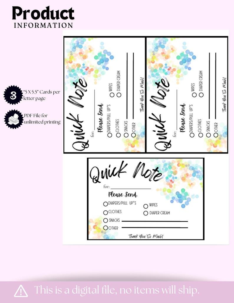 Printable Daycare Note Home - Etsy