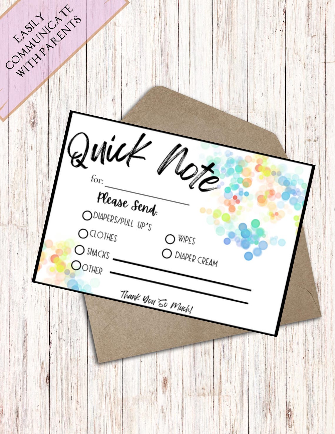 Printable Daycare Note Home - Etsy