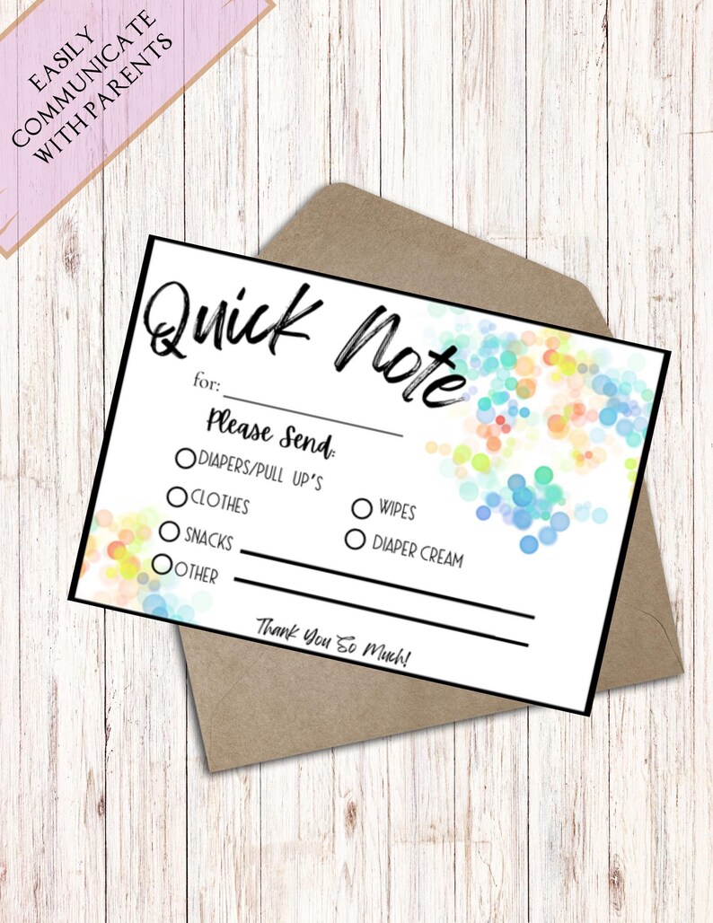 Printable Daycare Note Home - Etsy