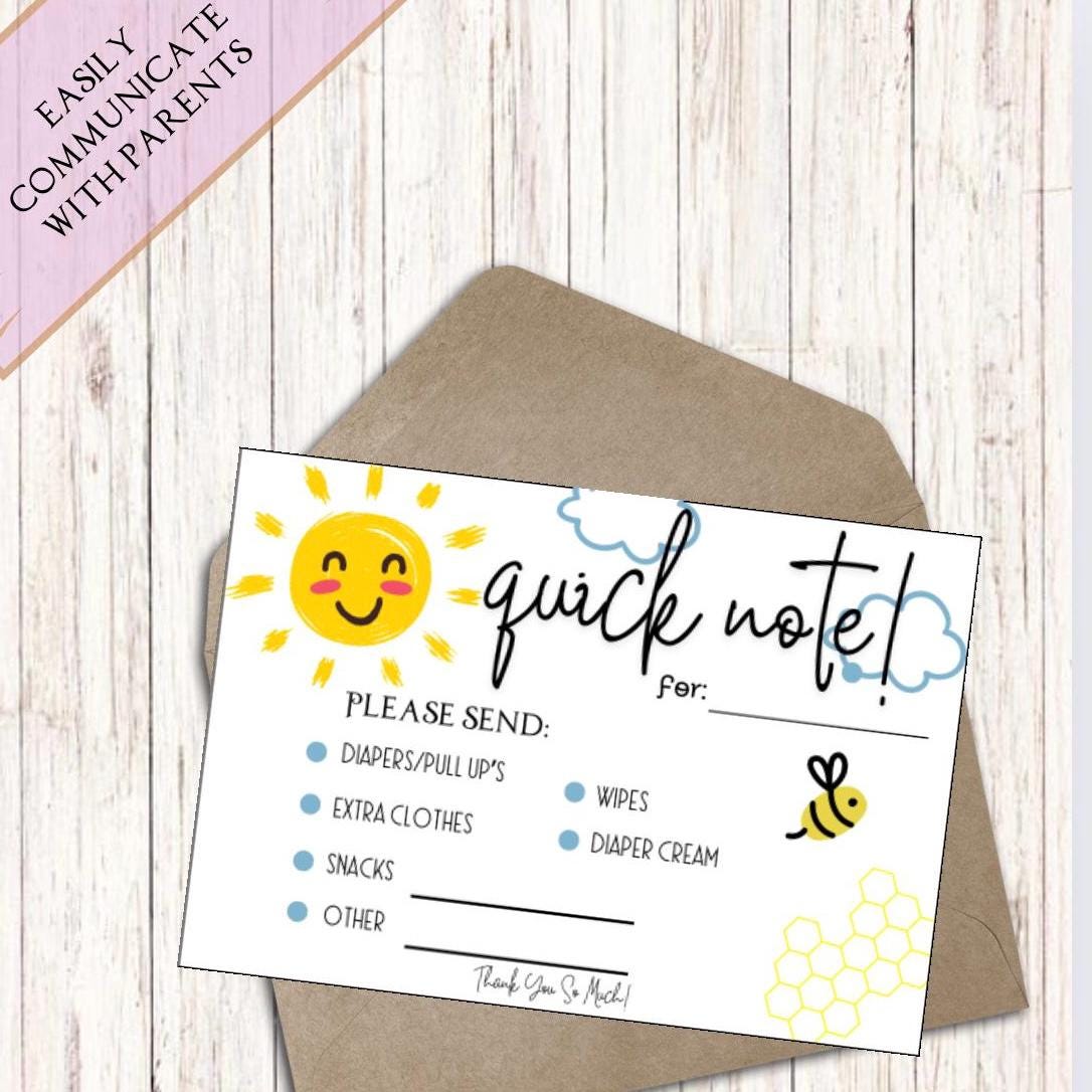 Printable Daycare Note Home - Etsy