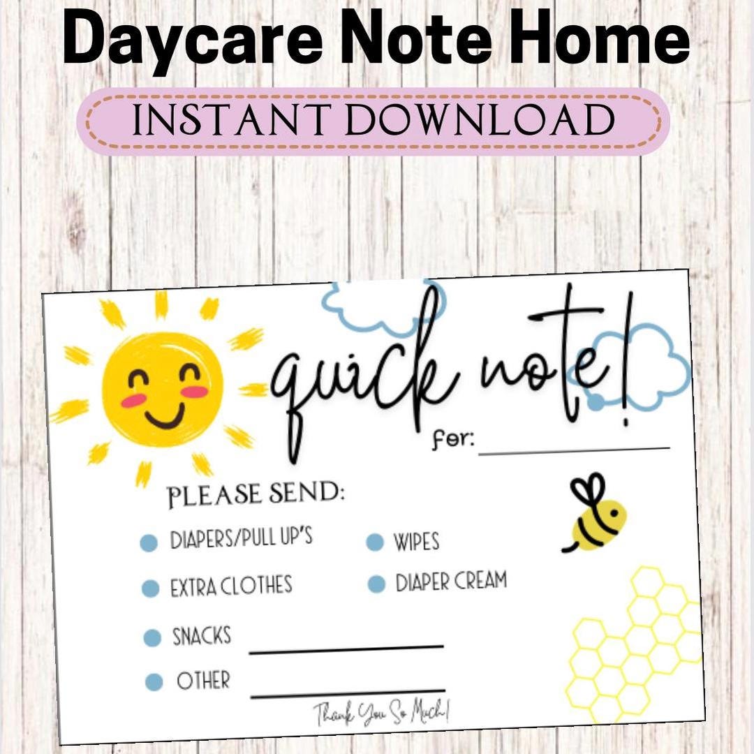 Printable Daycare Note Home - Etsy
