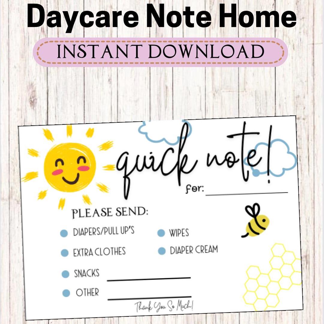 Printable Daycare Note Home - Etsy
