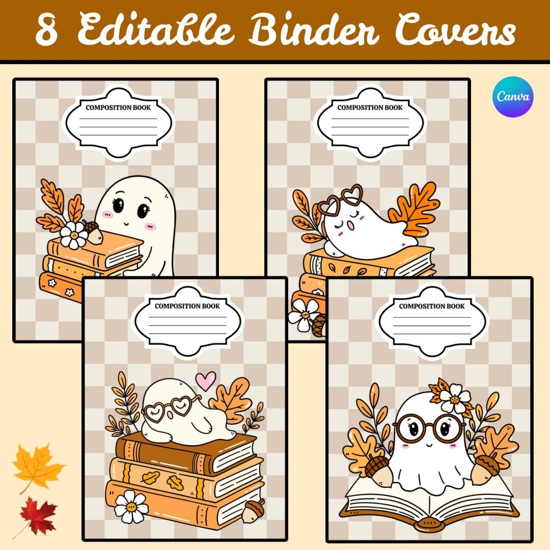 Cute Ghost Editable Binder Covers: Back to School - Etsy