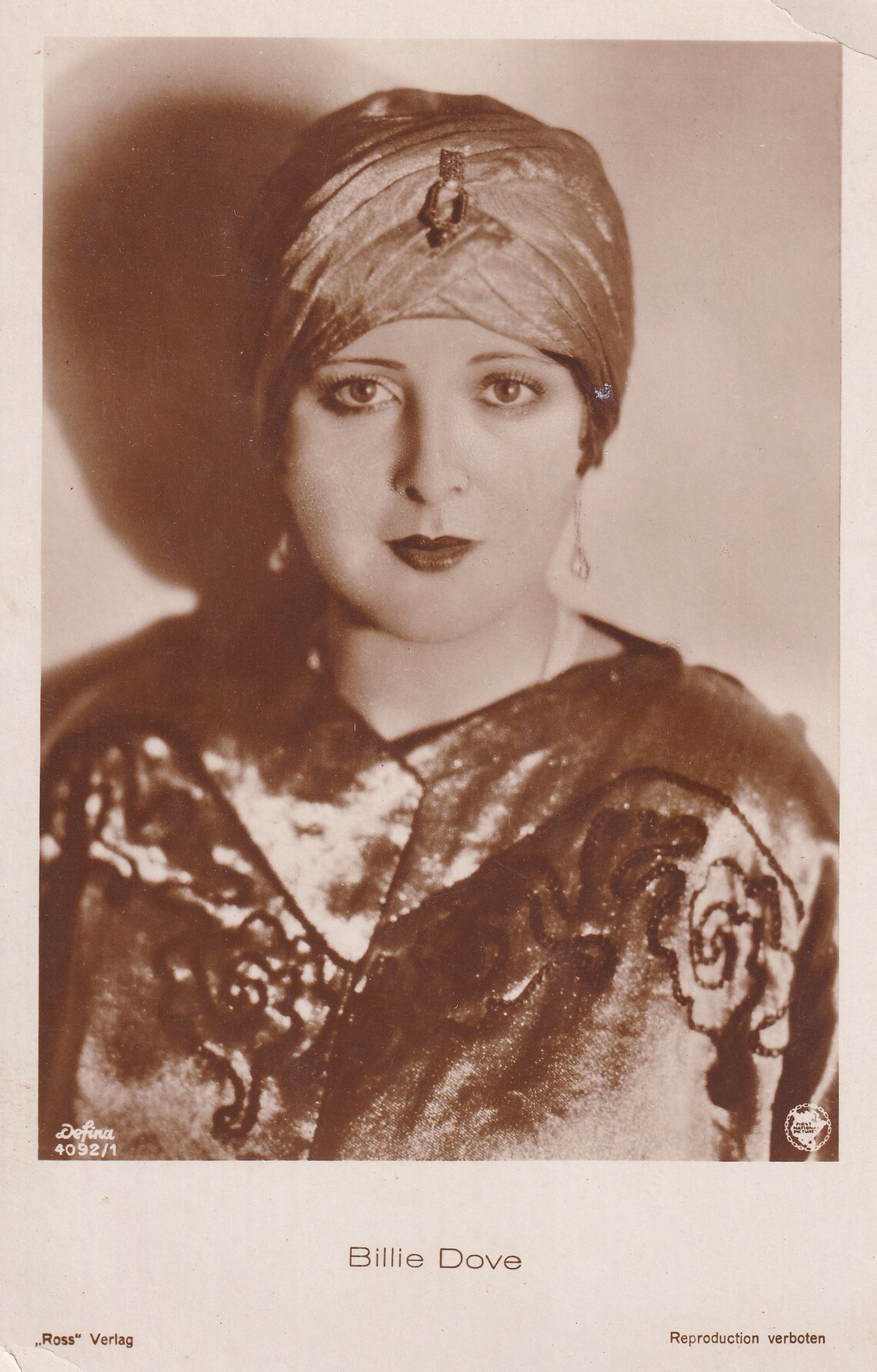 Vintage Postcard, Billie Dove With Costume, Movie Star, Cinema Artist, Film Actress, Memorabilia ...