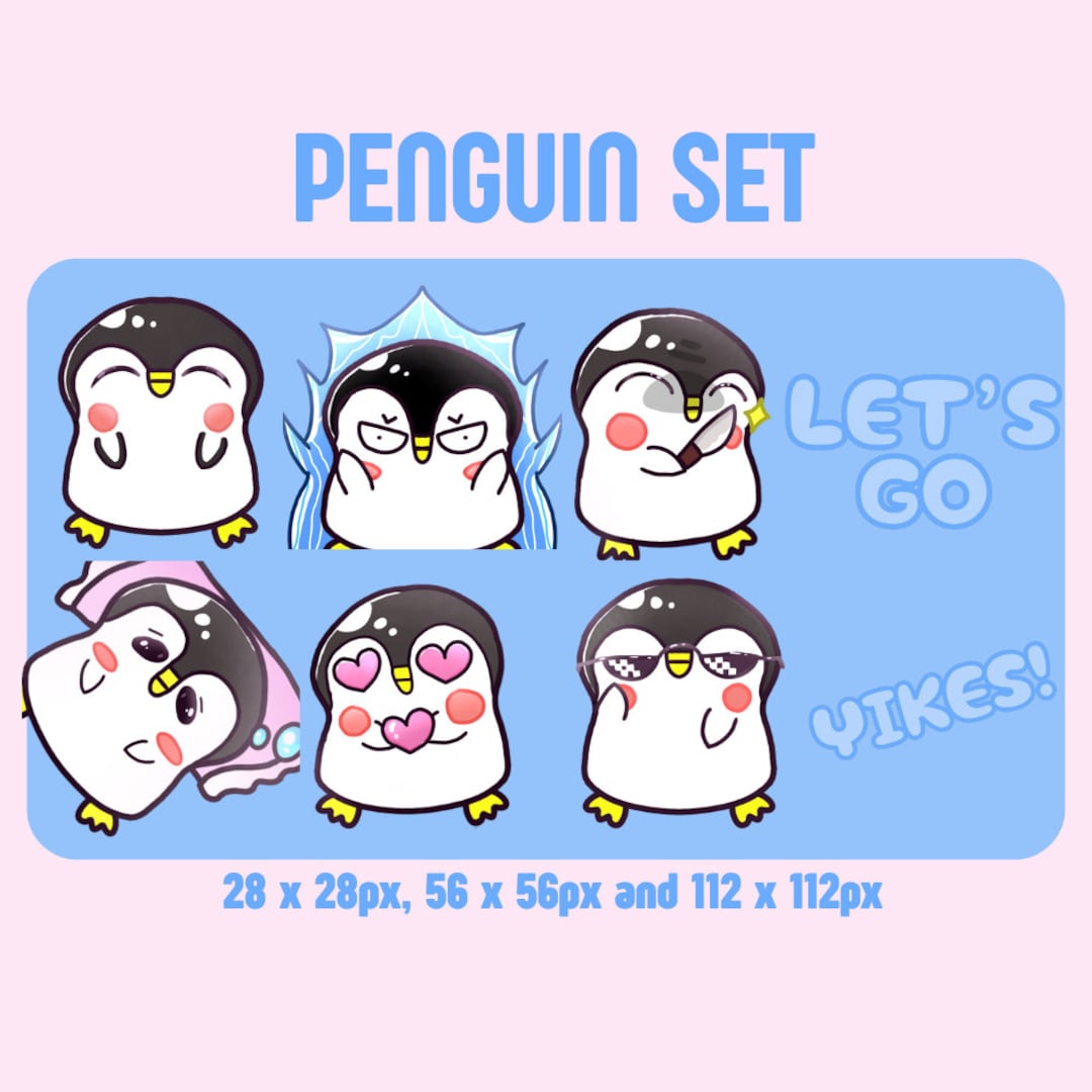 Penguin Set Emotes Cute Badges & Emotes for Twitch, Discord, Etc - Etsy