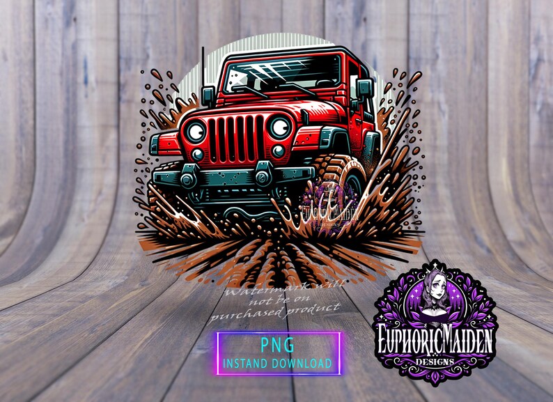 Red Jeep Muddin 2 PNG, Instant Download, T-shirt, Sublimation, Hat ...