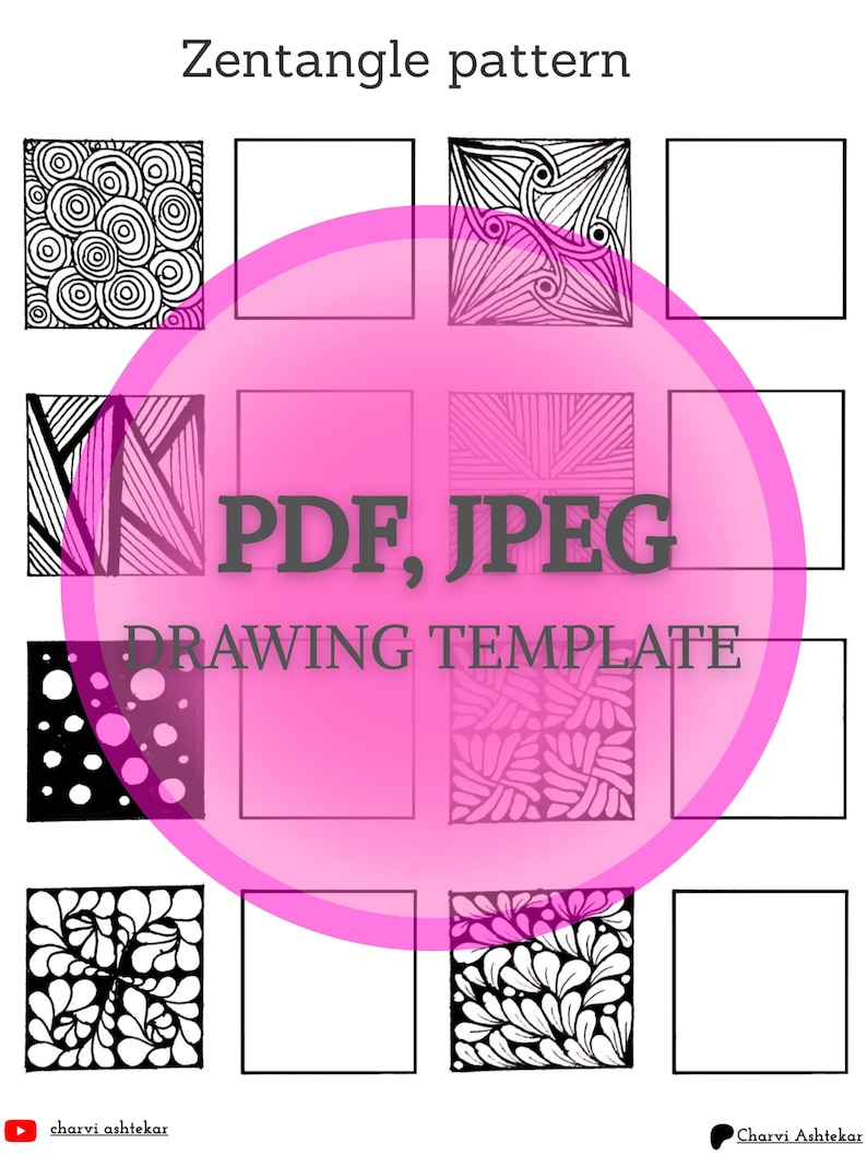 24 Zentangle Pattern Sheets PDF, Beginner-friendly Tangle Templates, 24 ...