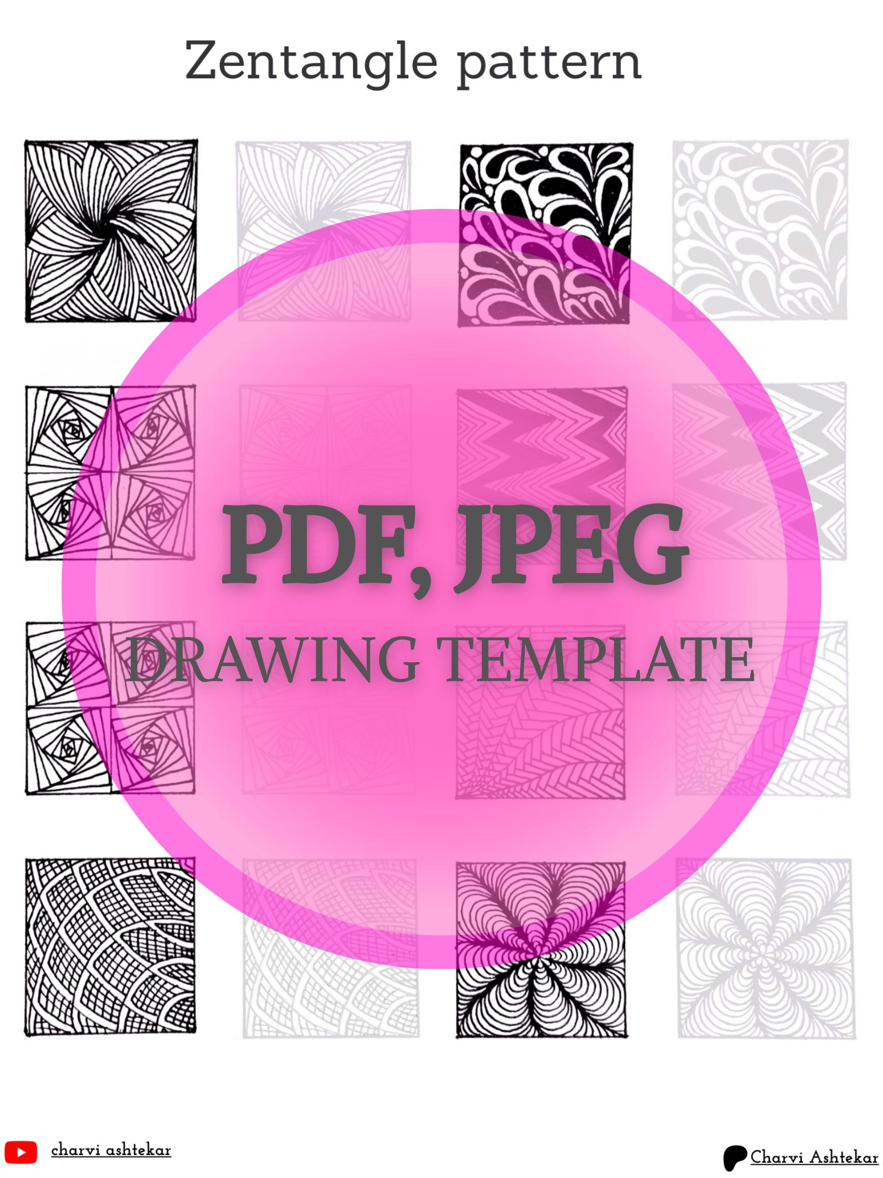 24 Zentangle Pattern Sheets PDF, Beginner-friendly Tangle Templates, 24 ...