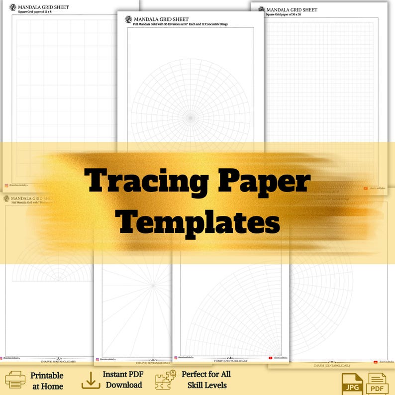 Mandala Grid Templates: 200+ Printable Dot Grid, DIY Drawing Kit (PDF ...
