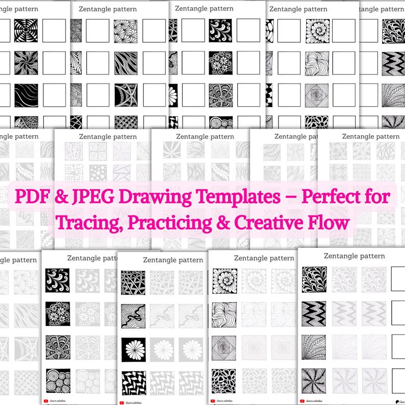 140 Plus Zentangle Patterns Bundle PDF and JPEG Worksheets, Pattern ...