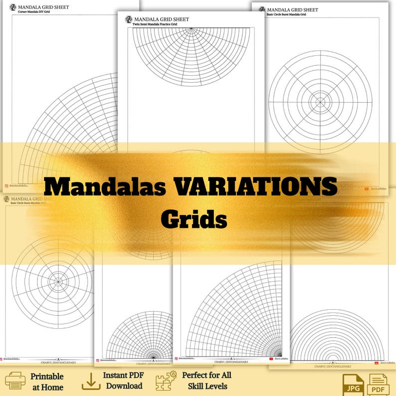 Mandala Grid Templates: 200+ Printable Dot Grid, DIY Drawing Kit (PDF ...