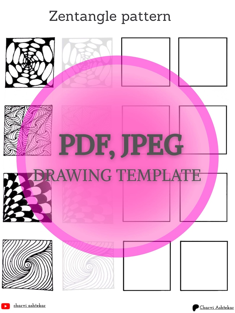 24 Zentangle Pattern Sheets PDF, Beginner-friendly Tangle Templates, 24 ...