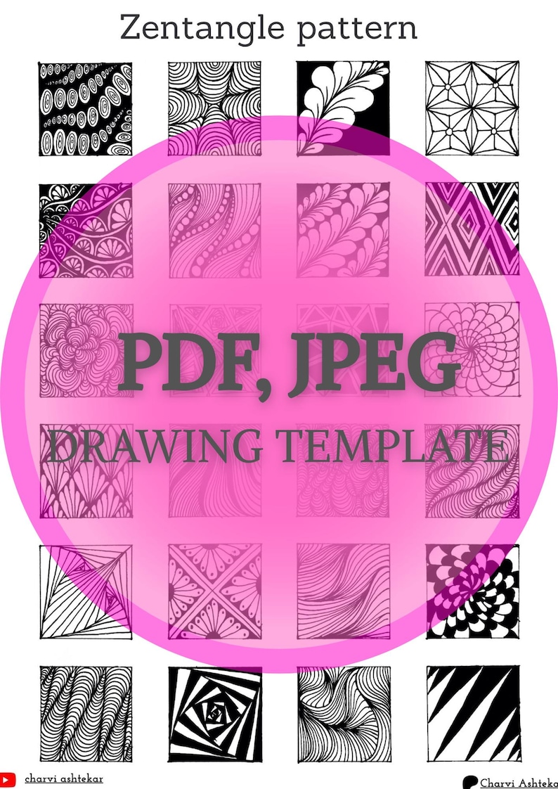 Easy Zentangle Pattern Worksheets: Beginner Tangle Templates Set 4 (PDF ...