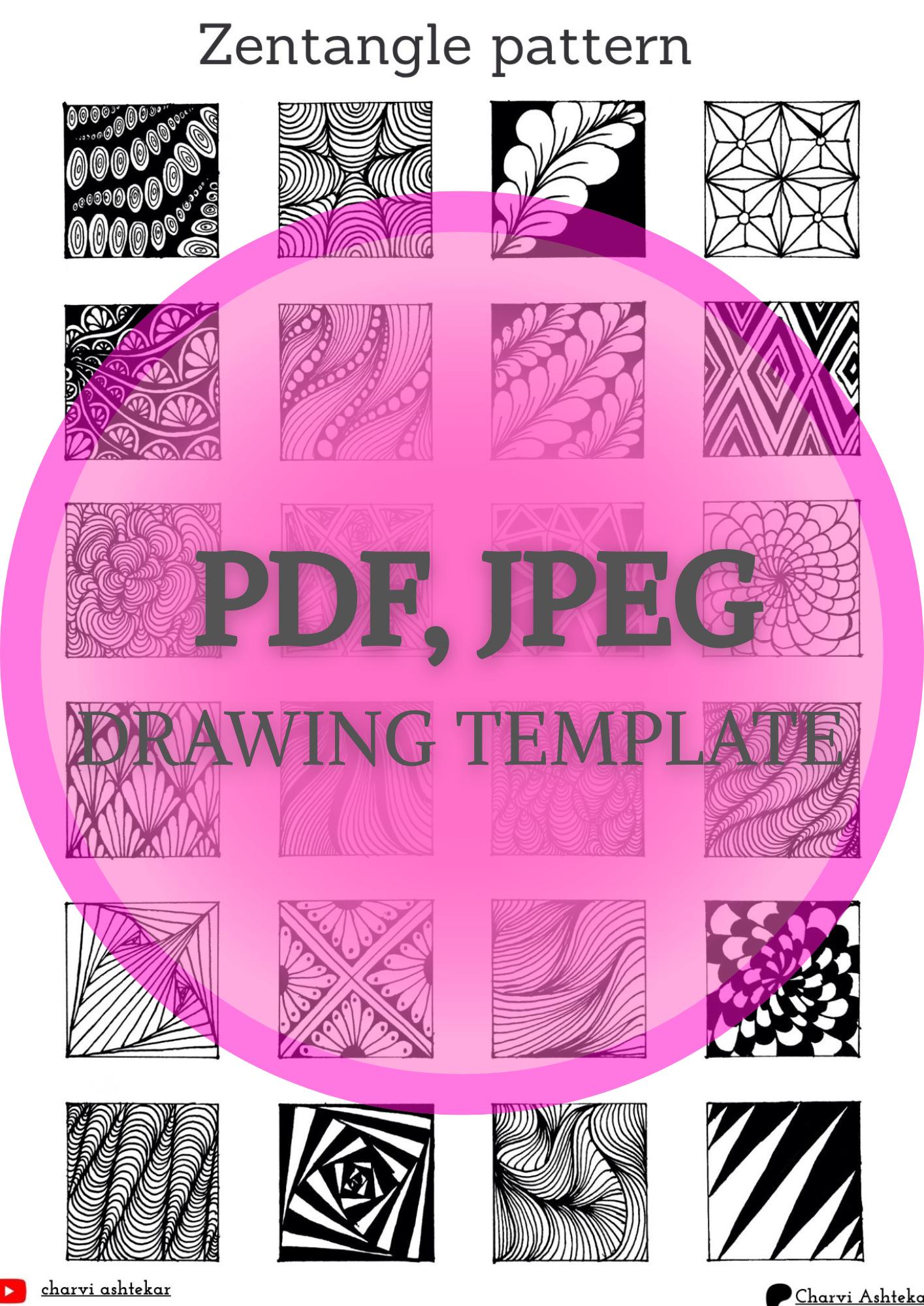 Easy Zentangle Pattern Worksheets: Beginner Tangle Templates Set 4 (PDF ...