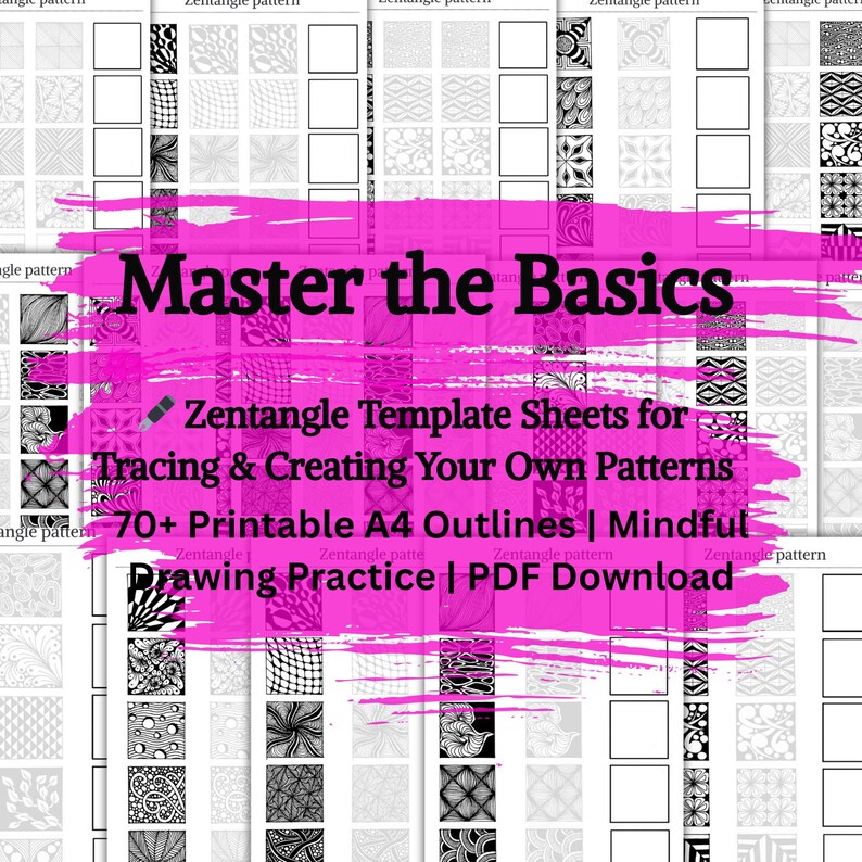 35 Zentangle Patterns Bundle, Tracing and Practice Sheets (PDF and JPEG ...