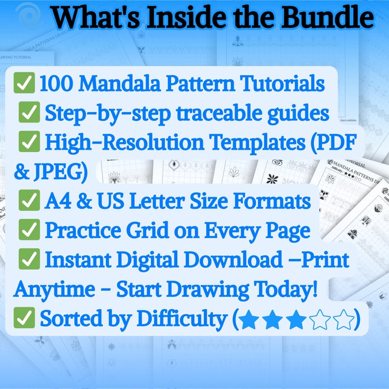 Mandala Pattern Sheets for Beginners – Printable PDF and JPEG for Art ...