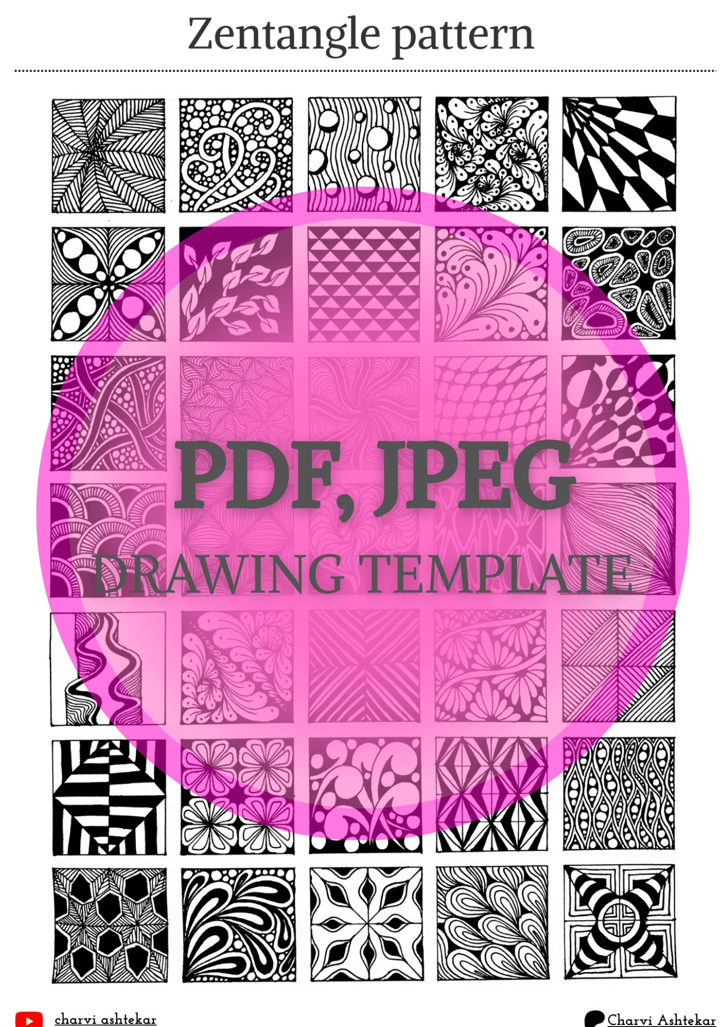 35 Zentangle Patterns Bundle, Tracing and Practice Sheets (PDF and JPEG ...
