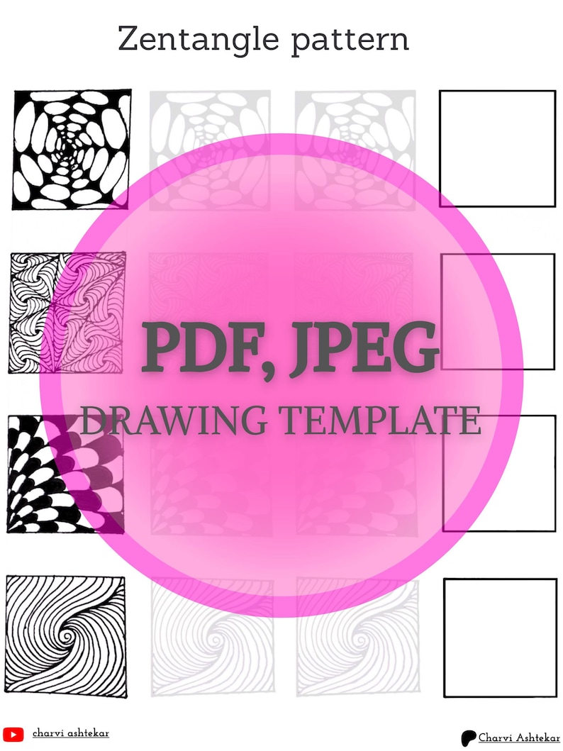 24 Zentangle Pattern Sheets PDF, Beginner-friendly Tangle Templates, 24 ...