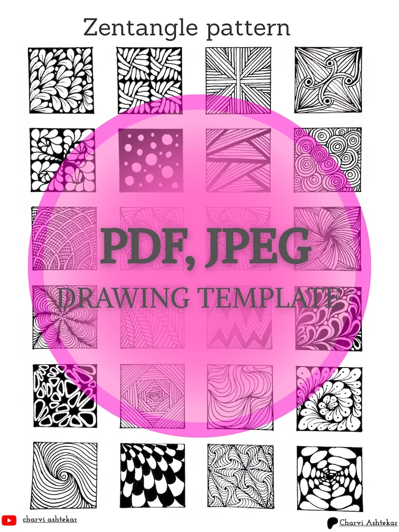 24 Zentangle Pattern Sheets PDF, Beginner-friendly Tangle Templates, 24 ...
