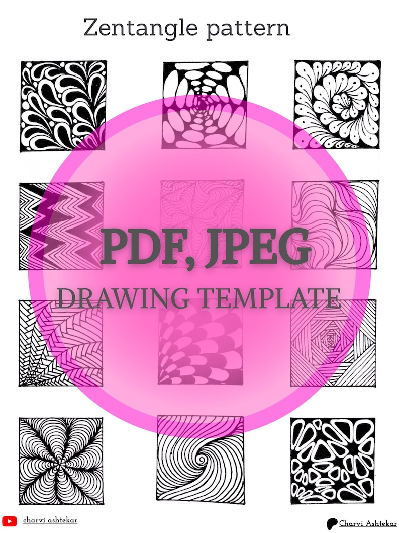 24 Zentangle Pattern Sheets PDF, Beginner-friendly Tangle Templates, 24 ...