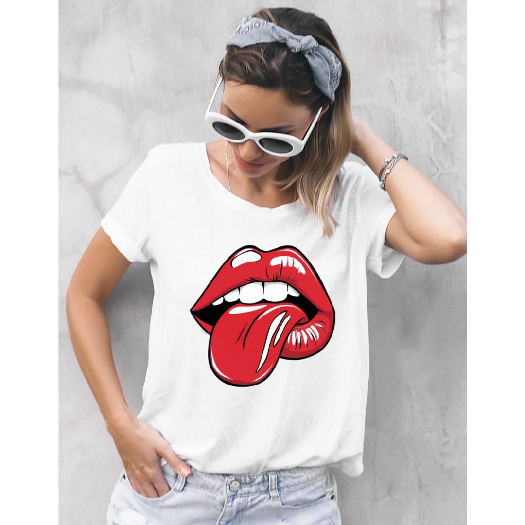 Lips and Tongue Shirt, Red Lips Shirt, Lips Shirt, Cute Woman Shirt ...