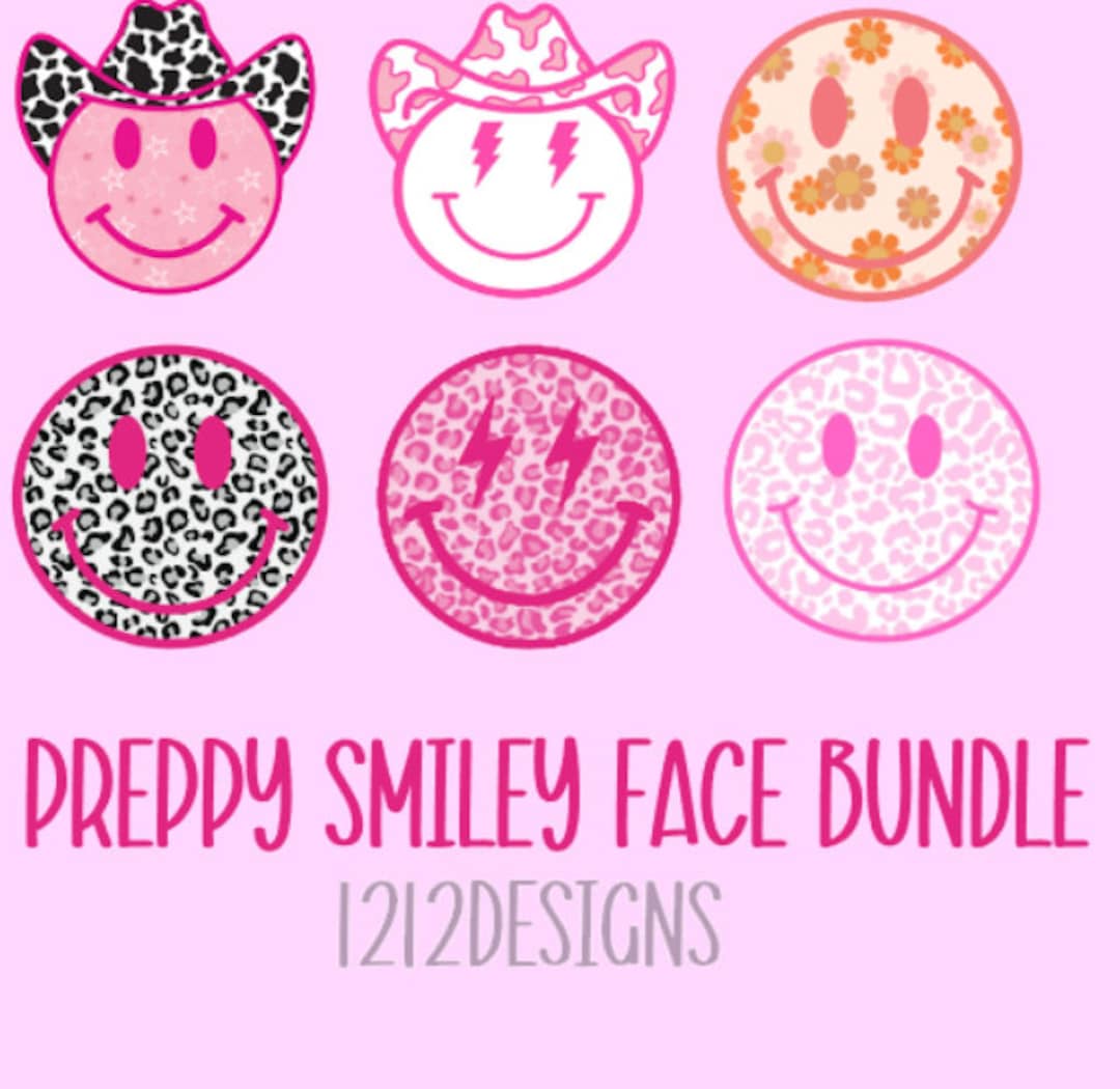 Preppy Smiley Face Sticker Bundle - Etsy