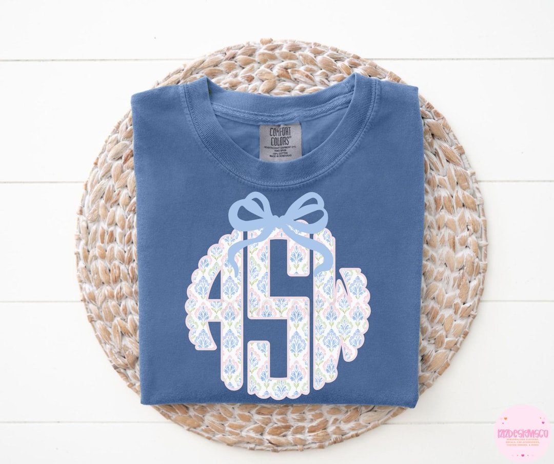 Girls Monogram Shirt, Grandmillennial Monogram, Comfort Colors ...