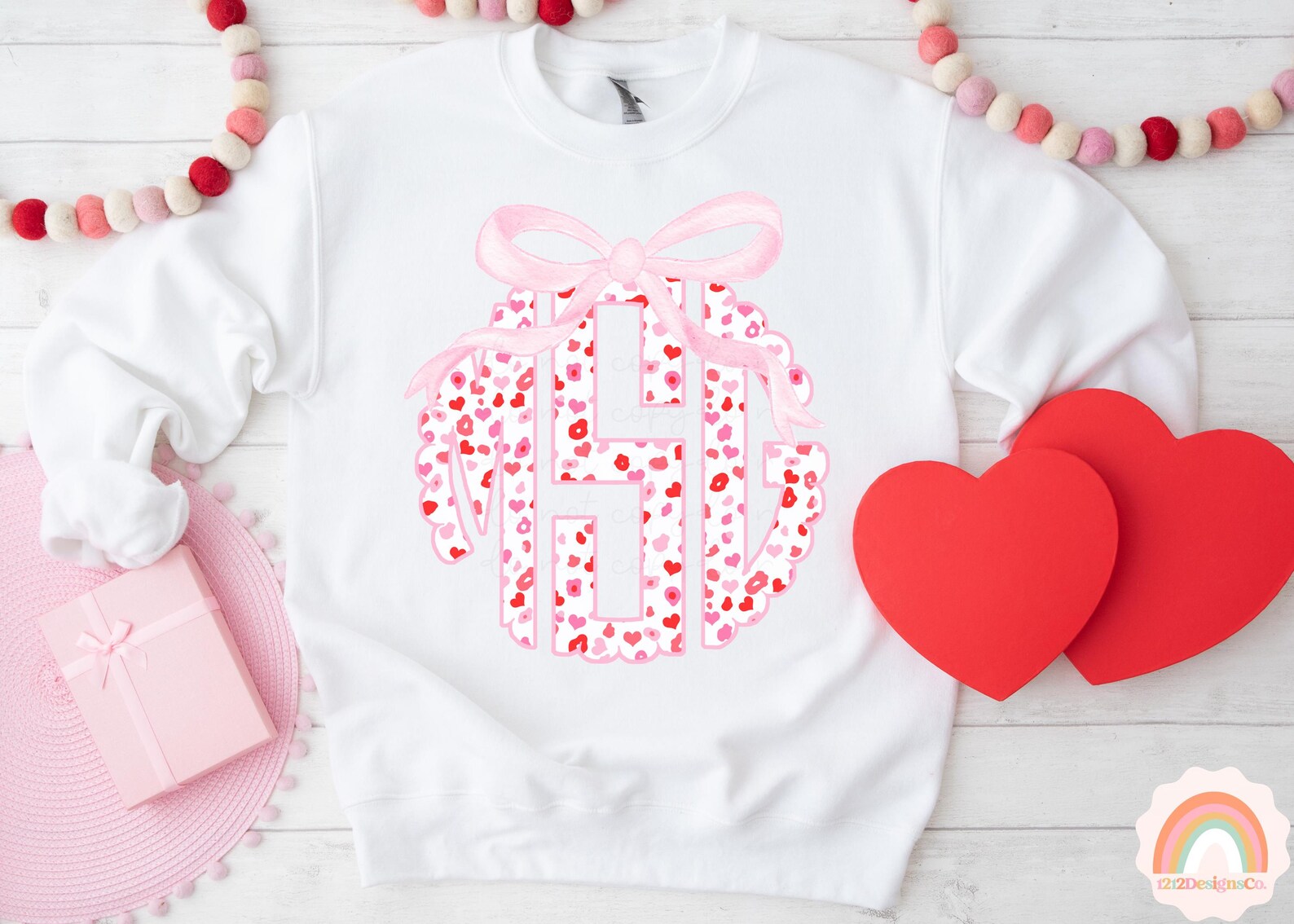 Custom Valentine Monogram Sweatshirt, Personalized, Pink Leopard ...