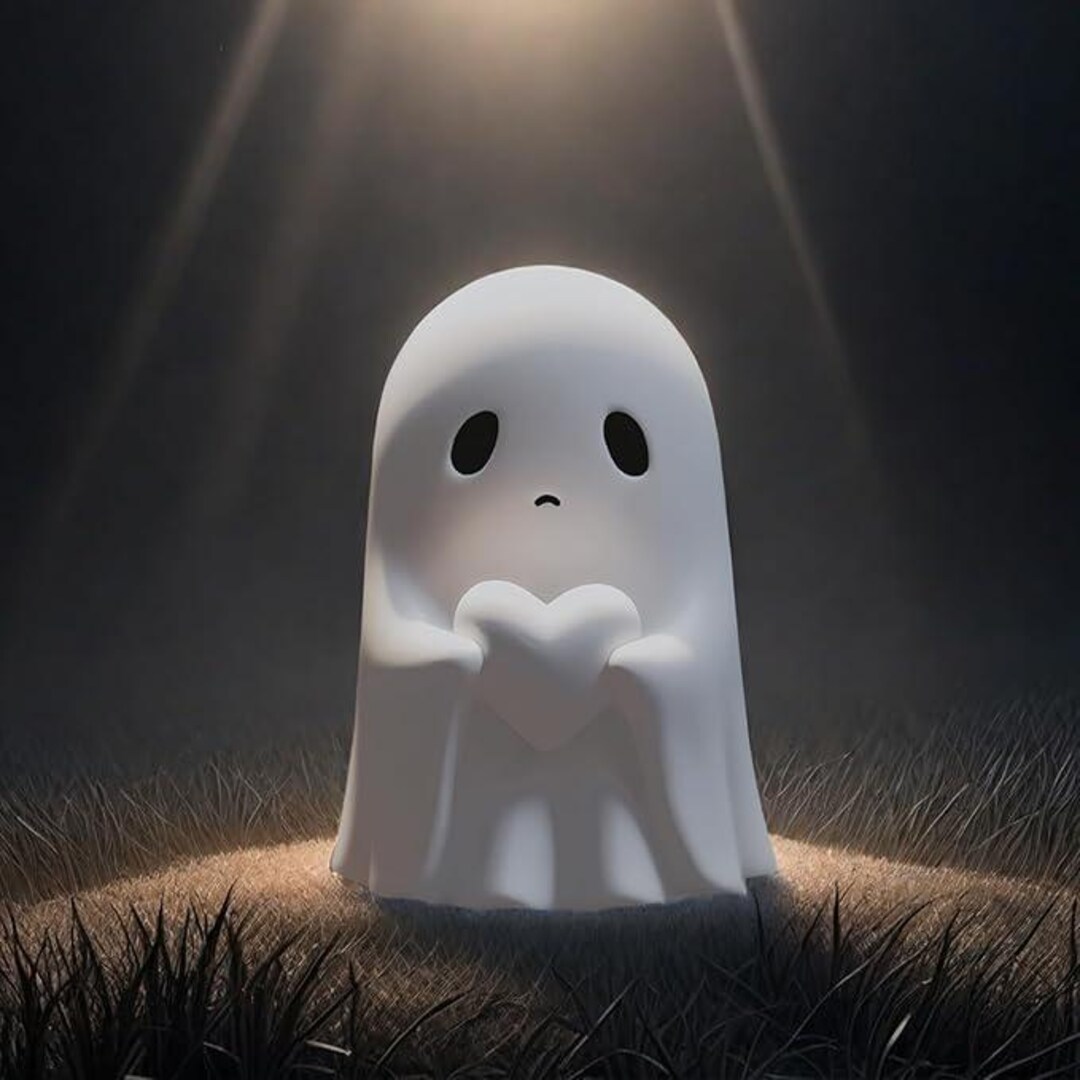 Sad Ghost Hold Heart Statue, Funny Ghost Figurine, Halloween Decor ...