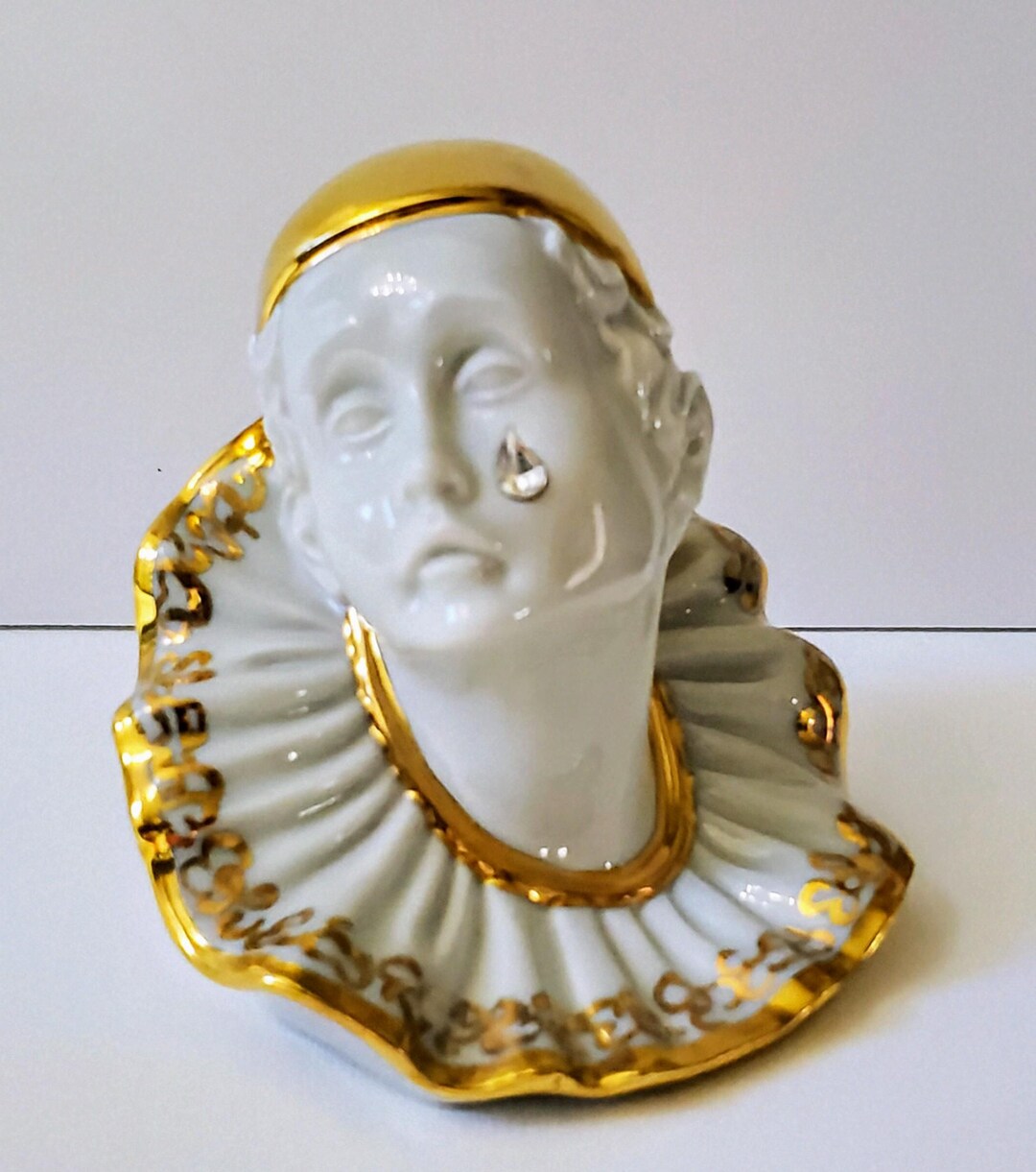 Limoges Porcelain Harlequin Clown Figurine With Swarovski Crystal ...
