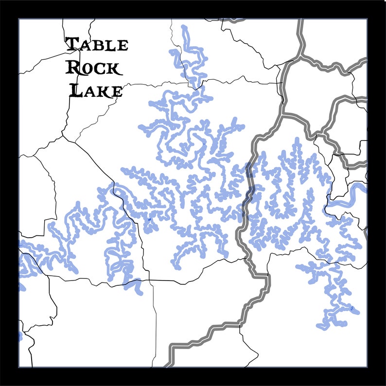Table Rock Lake and Road Map With Frame SVG - Etsy