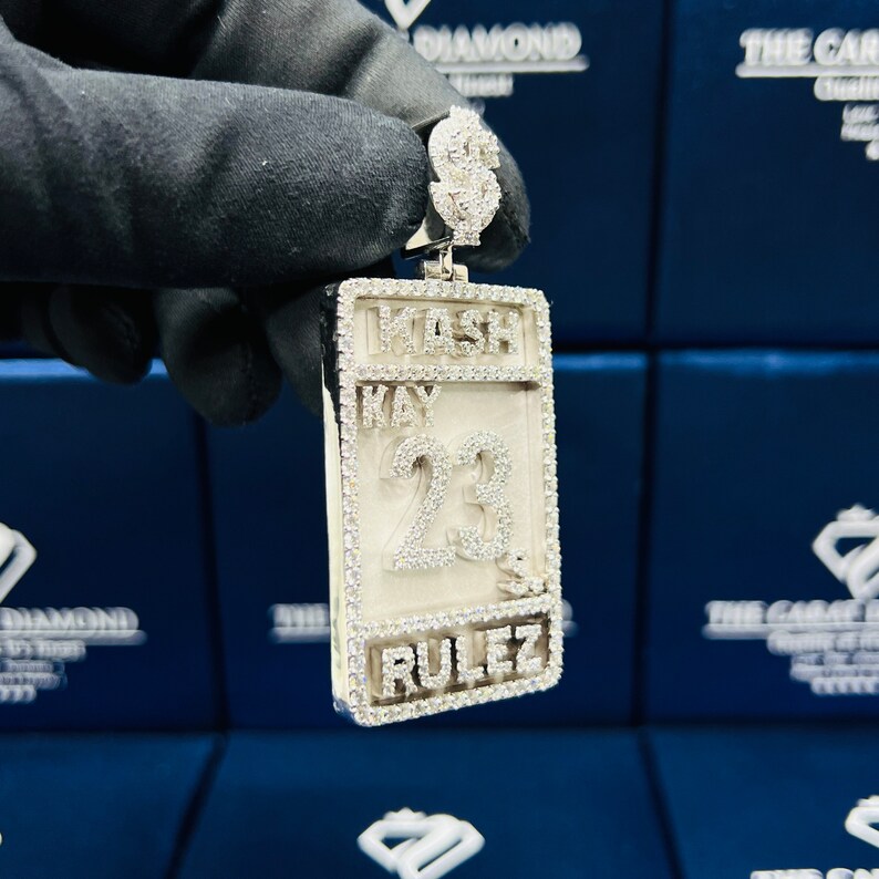 Iced Out Custom kash 23 Rulez Letter Pendant, Silver/10k Gold 1.25x2.6 ...