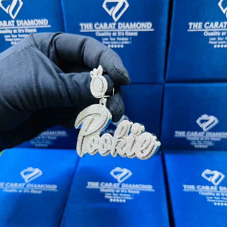 Iced Out Pookie Letter Pendant Orange Design Bail 3.0x2.5 Men's Hip Hop ...