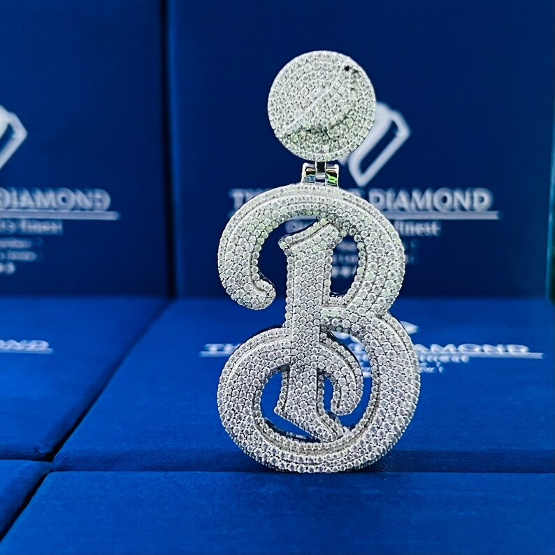 Iced Out Custom B Letter Pendant | Custom Bail | Men/women Jewelry - Etsy