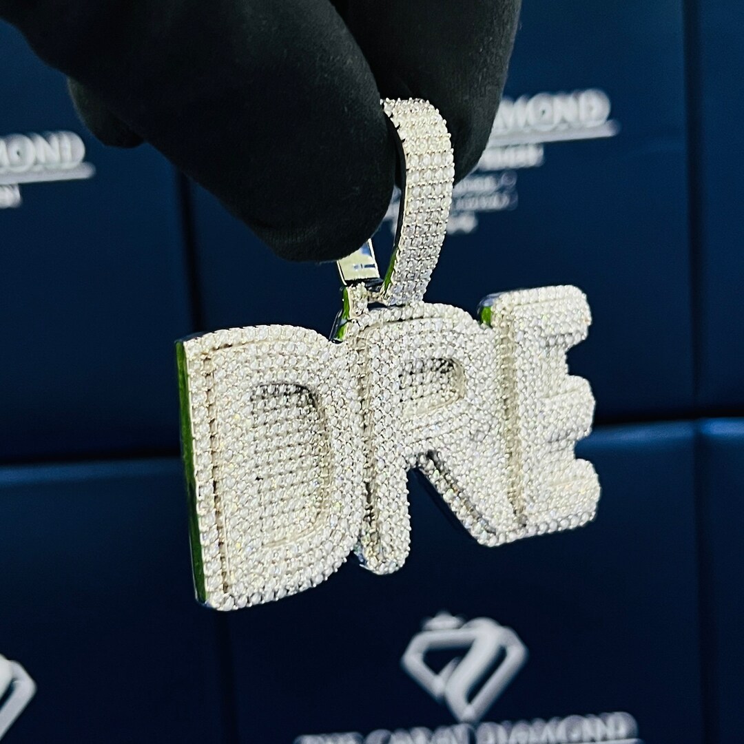 Men's 3-letter Custom Name Pendant Iced Rapper Custom Pendant 925 ...