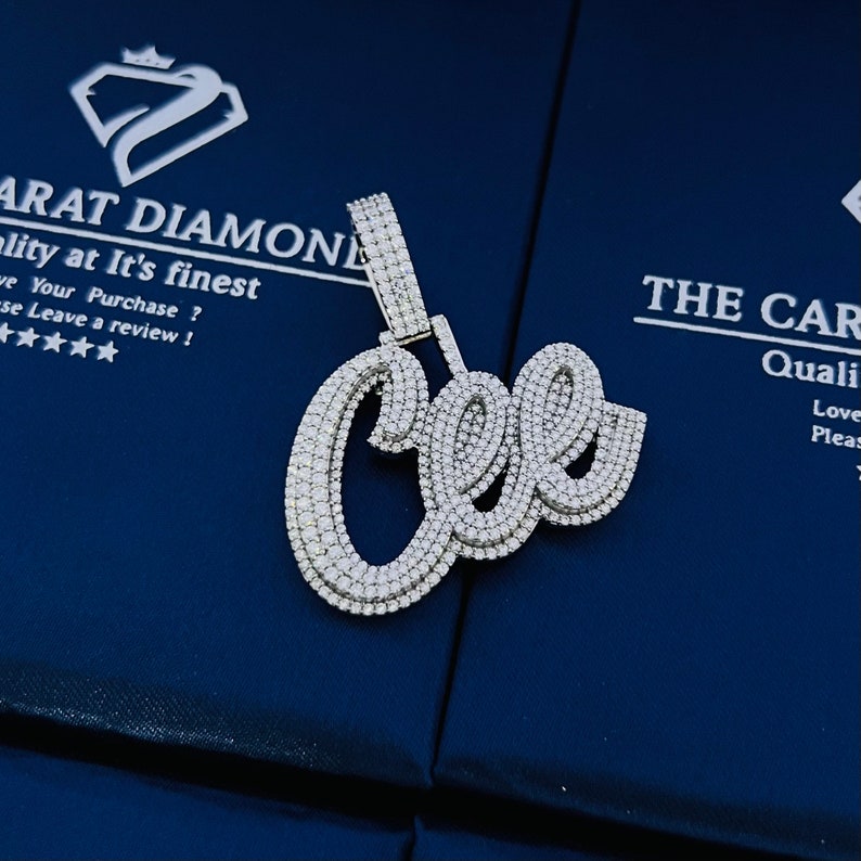 Custom Iced Out 'cee' Letter Pendant - 1.65"x1.85" - Silver, Gold ...