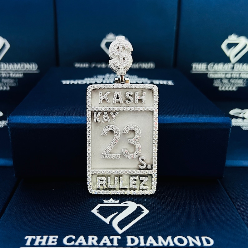 Iced Out Custom kash 23 Rulez Letter Pendant, Silver/10k Gold 1.25x2.6 ...