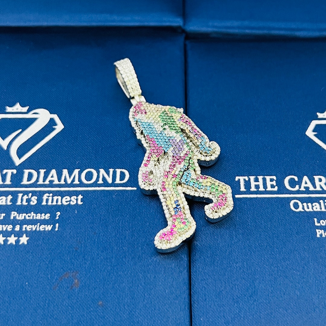 Iced Out Sasquatch Color Diamond Hip Hop Pendant | 1.1"x2.5" | Unique ...
