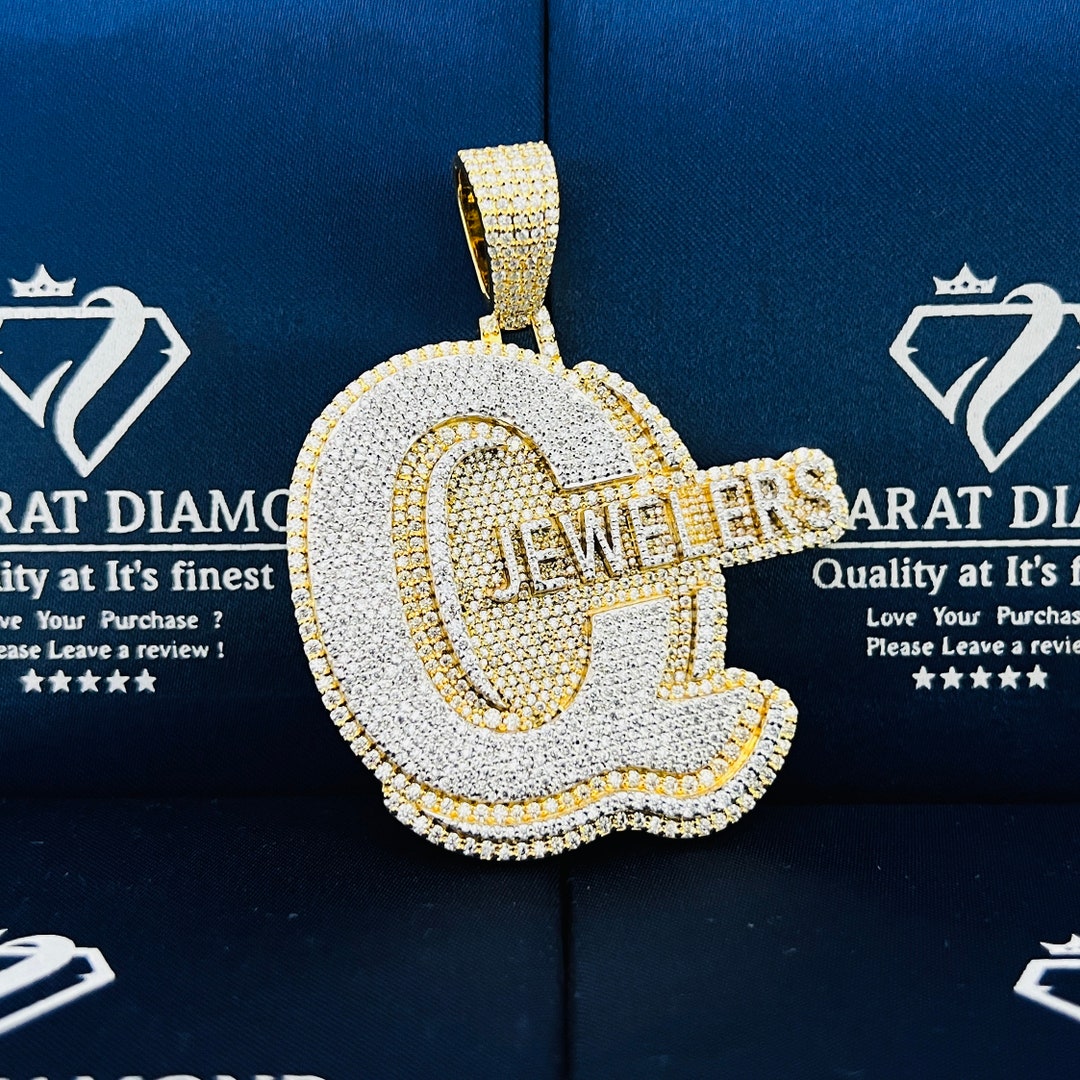 Iced Out 3D Two-tone Custom Letter Pendant | 2.5"x3.0" | Unique Hip Hop ...