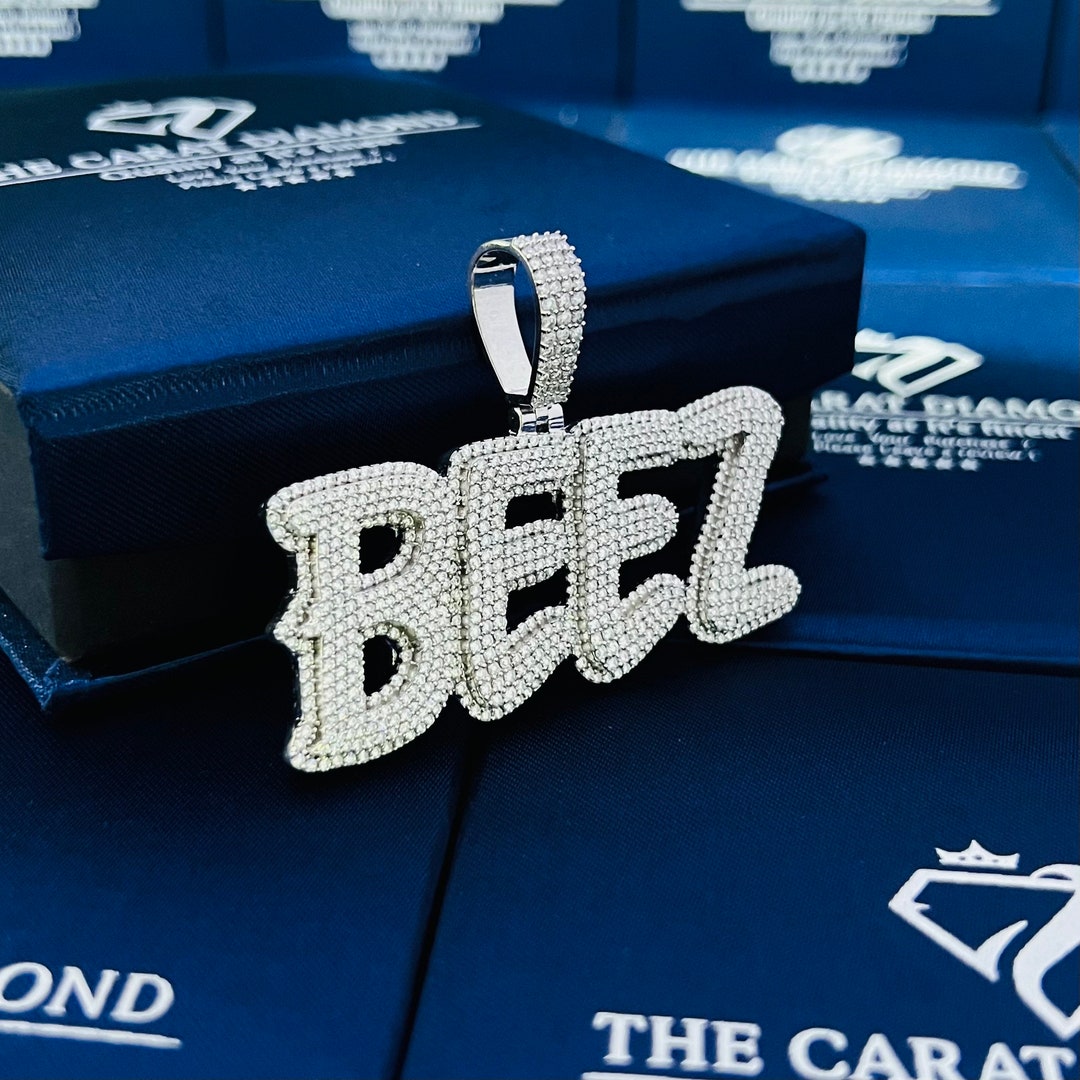 Custom Iced Out 3D Letter Pendant | Men/women | 2.5"x1.75" | Silver ...