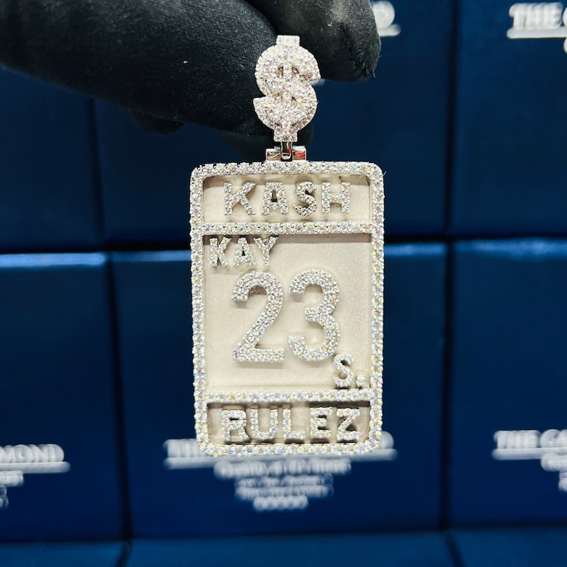 Iced Out Custom kash 23 Rulez Letter Pendant, Silver/10k Gold 1.25x2.6 ...