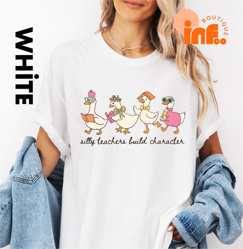 Silly Teachers Build Character Sweatshirt, Funny Teacher Goose Top ...