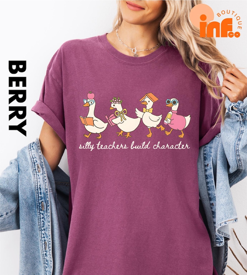 Silly Teachers Build Character Sweatshirt, Funny Teacher Goose Top ...