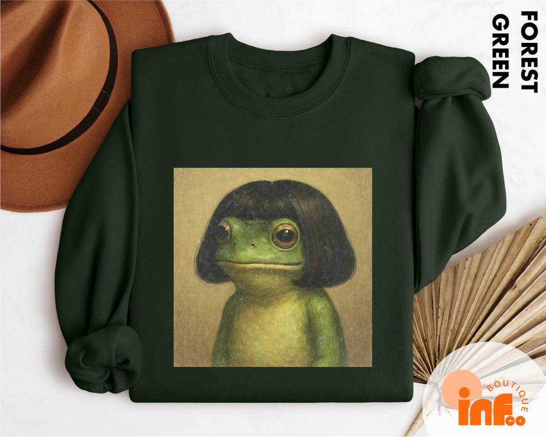 Frog Face With Bob Haircut Meme Sweatshirt, Funny Frog Meme Top ...