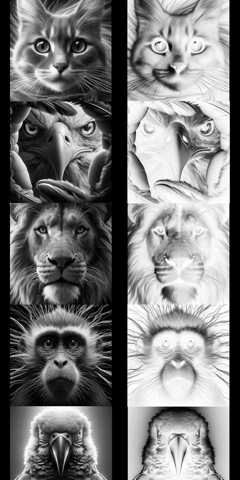 Laser Cut File Grayscale ANIMALS for Aluminum and Other Materials Png ...