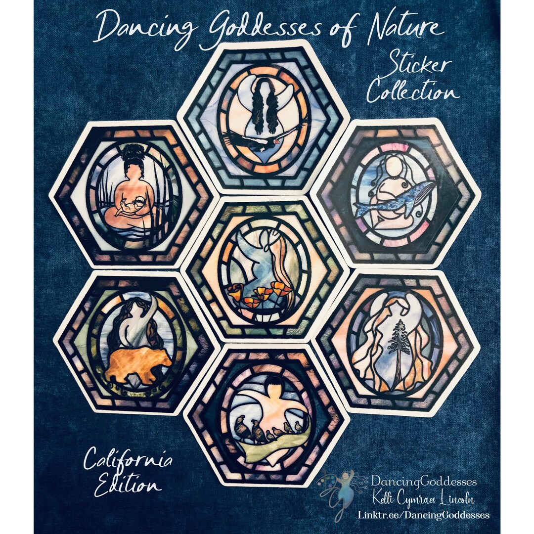 Stained Glass Dancing Goddesses Stickers - Etsy