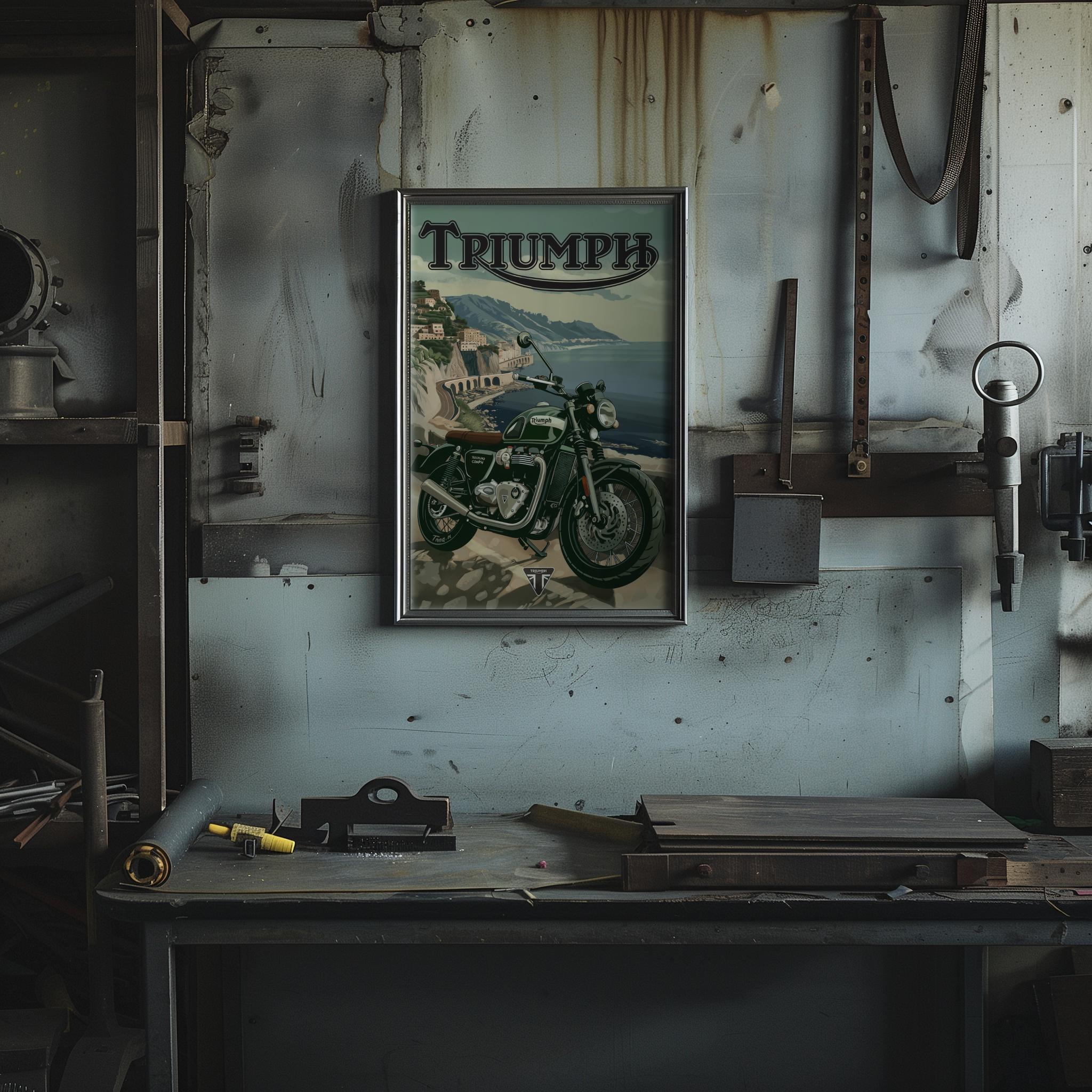 Printable Triumph Motorcycle Wall Art | Vintage Print | Digital ...