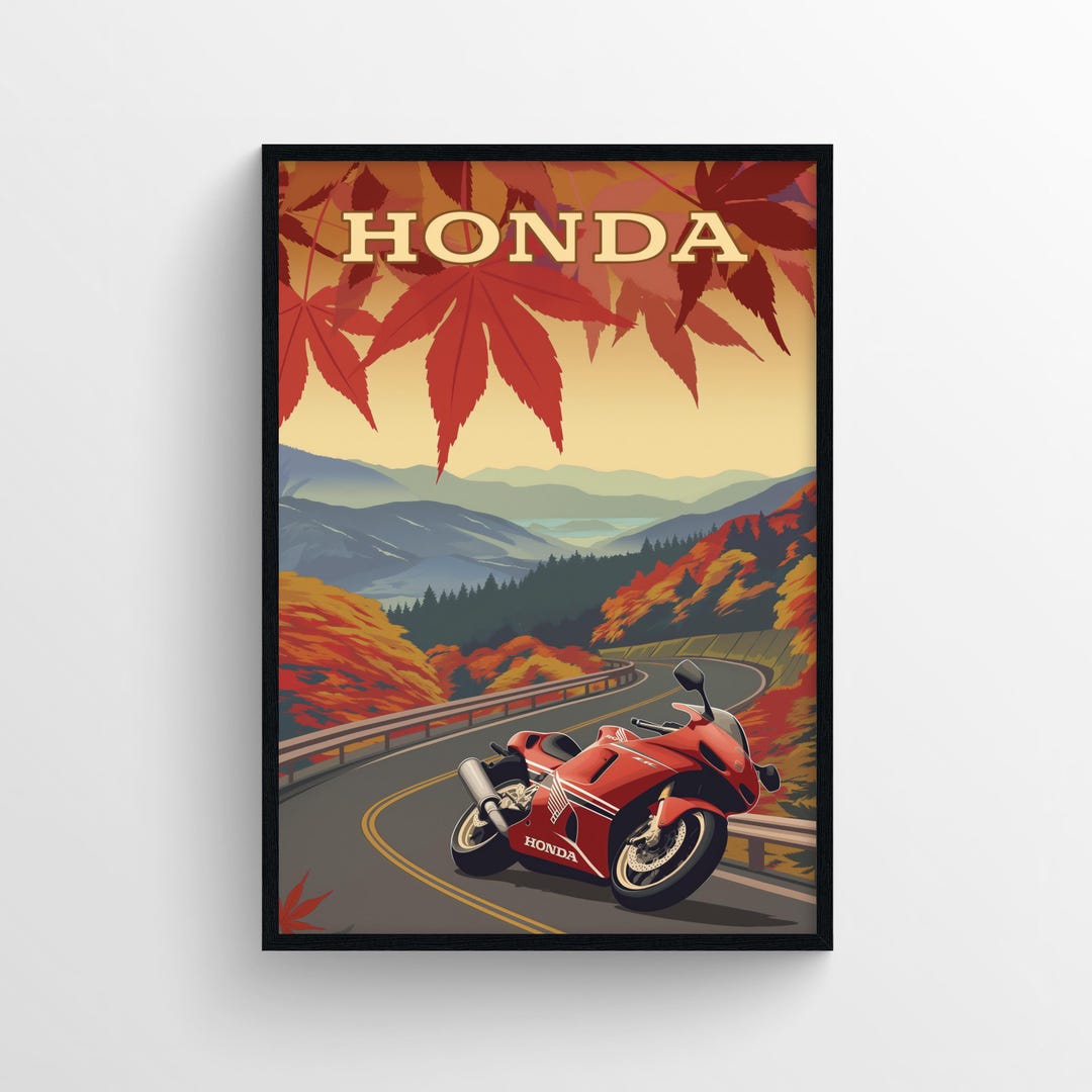 Printable HONDA Motorcycle Wall Art Vintage Print Digital Download ...