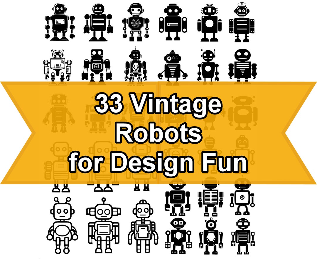 Vintage Robots Vector Pack, Includes SVG/PNG/PDF, 33 Images - Etsy