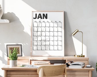 Perpetual Wall Calendar A2/A3/A4. Large Wall Calendar, in Pink, Instant ...